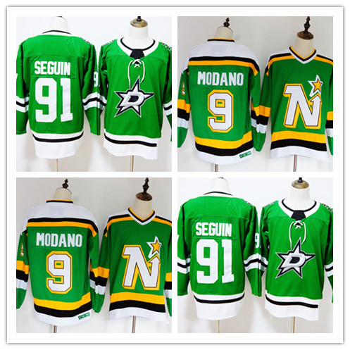 Hockey Jersey Stars No. 91 No. 9 MODANO Embroidered Hockey Jersey ...
