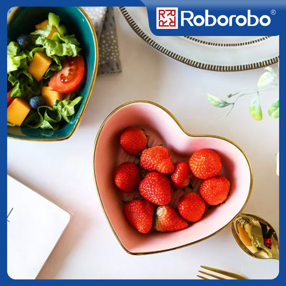 Roborobo Luxury Heart Shape Ceramic Bowl Nordic Style Fruit Bowl with ...