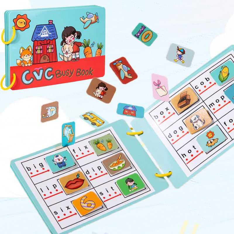 GeeToy Montessori CVC Phonics Sticker Busy Book English Alphabet Puzzle ...