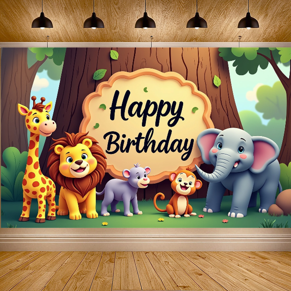 Happy Birthday Banner for Jungle Safari Theme Birthday Party ...