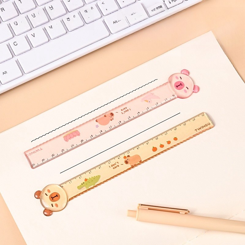2 pcs/lot Cartoon Capybara 15cm Straight Ruler Wavy Lines Measuring ...