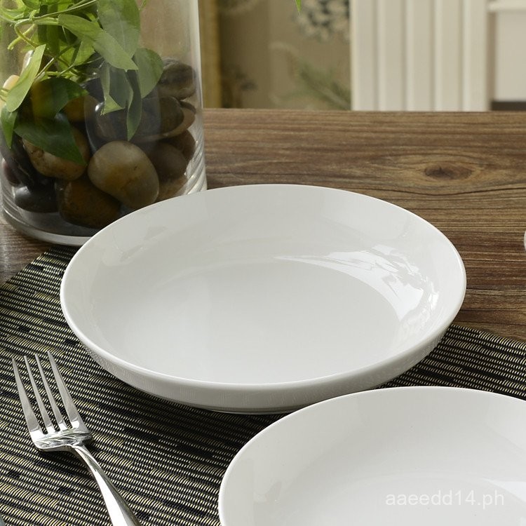 4 pure white round plates Dinner plate home cerami | Shopee Philippines