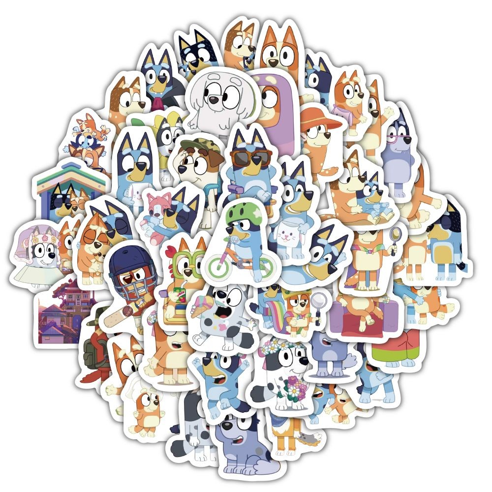 60PCS Waterproof Bluey Stickers - Adorable Puppy Decals for Toddlers ...