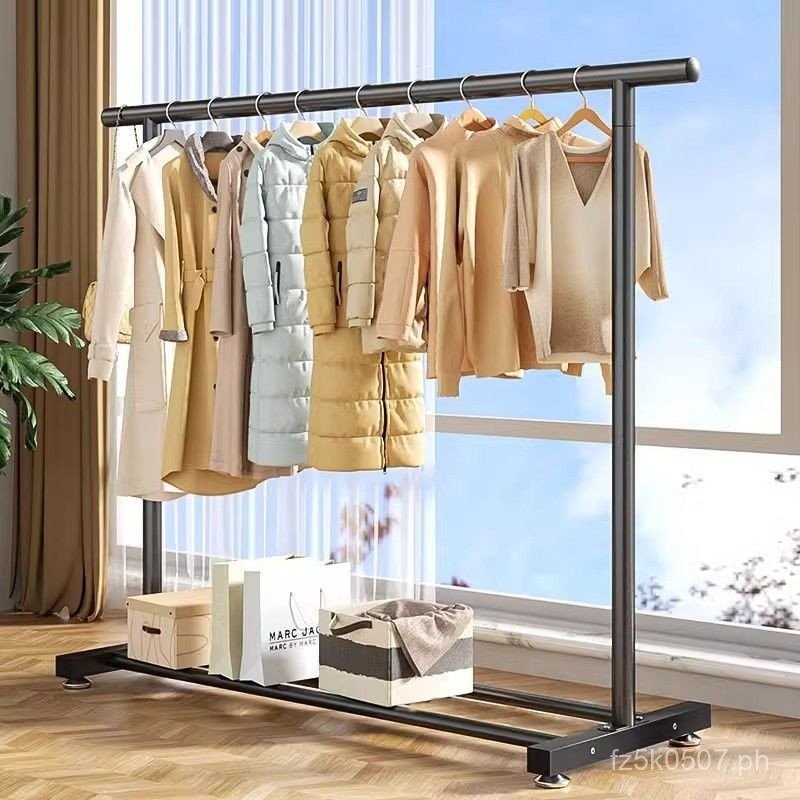 Bedroom Stand Balcony Freestanding Hanging Rack Clothes Rod Hat Rack ...