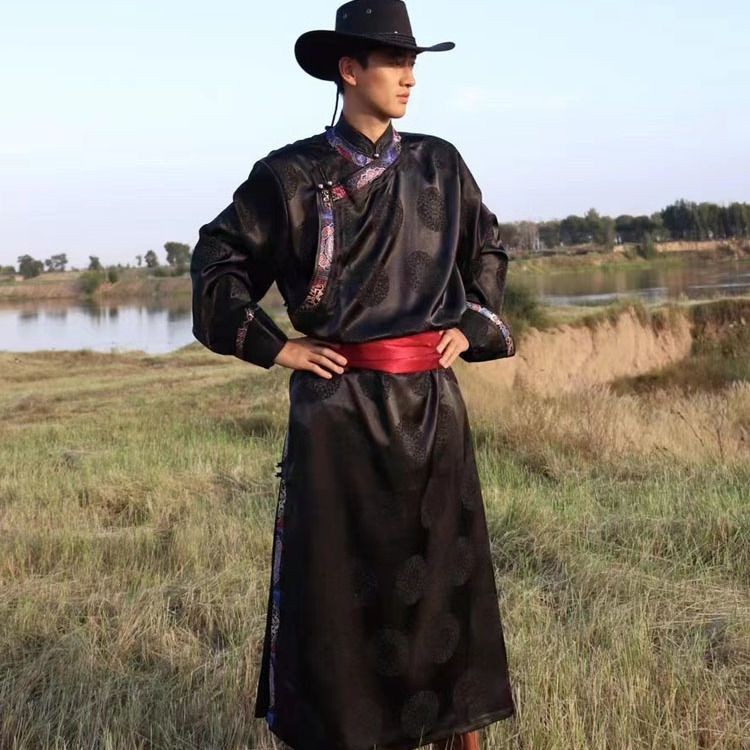 Mongolian Style Costume Men's Mongolian Robe Daily Life Costume ...