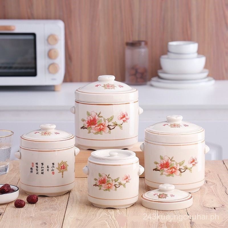 Ceramic Double Lid Slow Cooker Stewing out of Water Household Soup ...