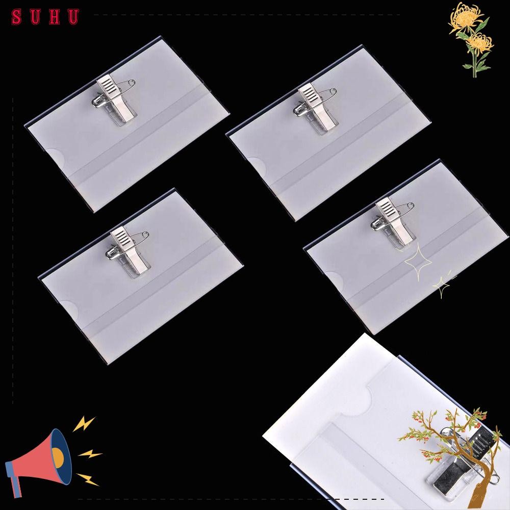 SUHU 10pcs ID Card Holder, Waterproof Credentials Safety Pin Clip ...