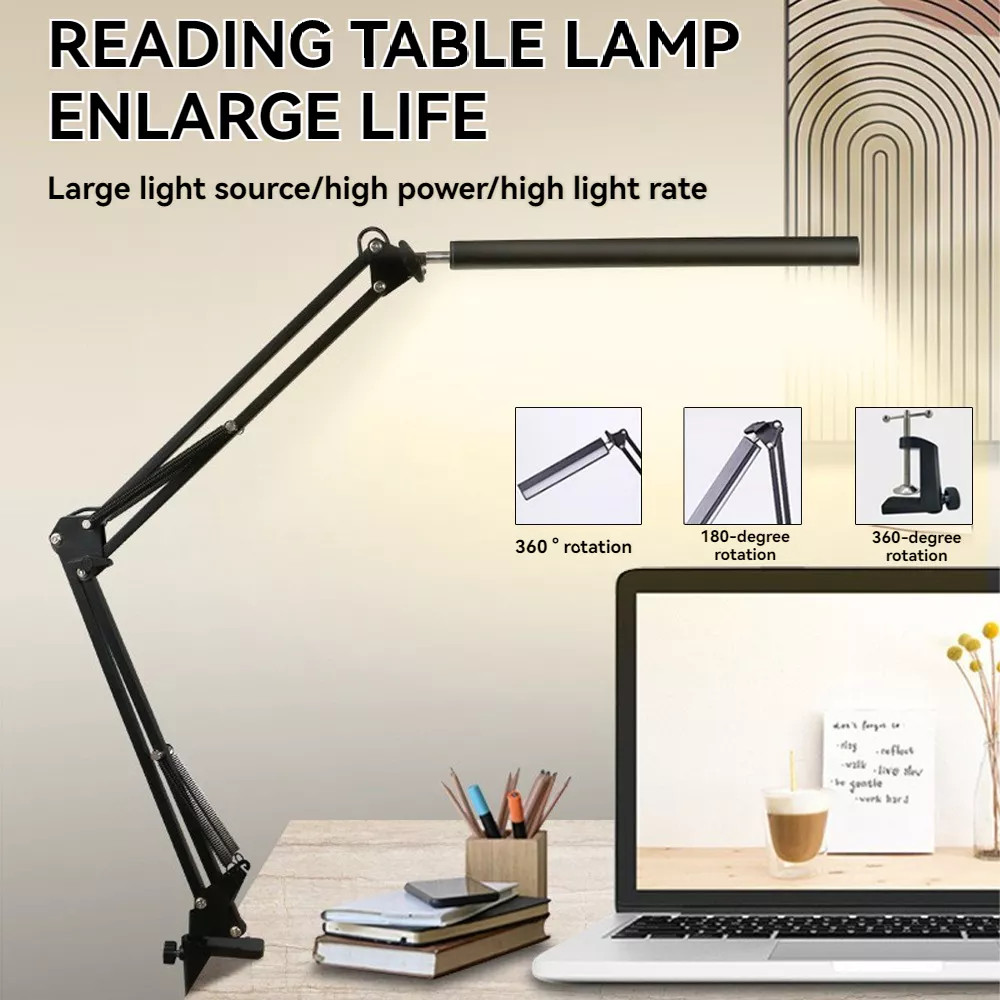 3 Light Colors LED Desk Table Lamp with Rotatable Clamp Study Table ...