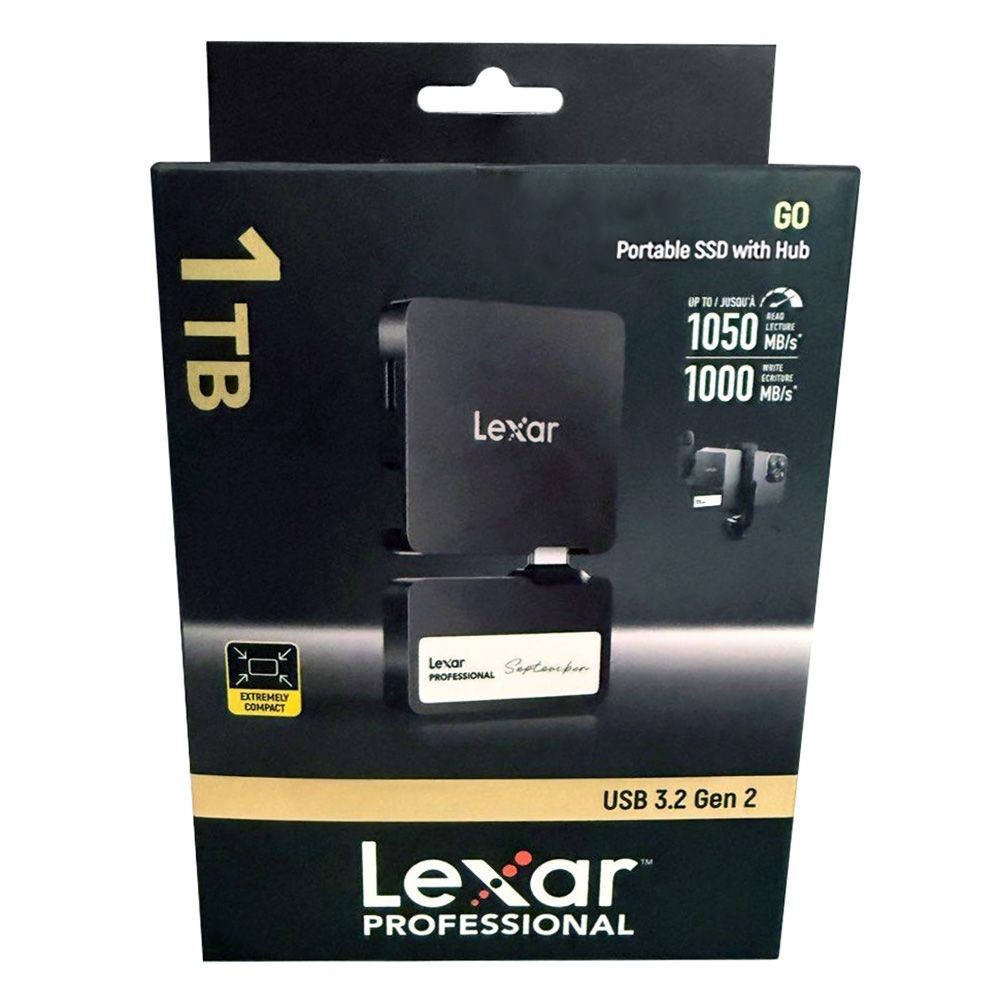 Lexar SL400 Professional Go Portable SSD 1TB with Hub (Black) LSL400S001T, USB-C 3.2 Gen 2 ...
