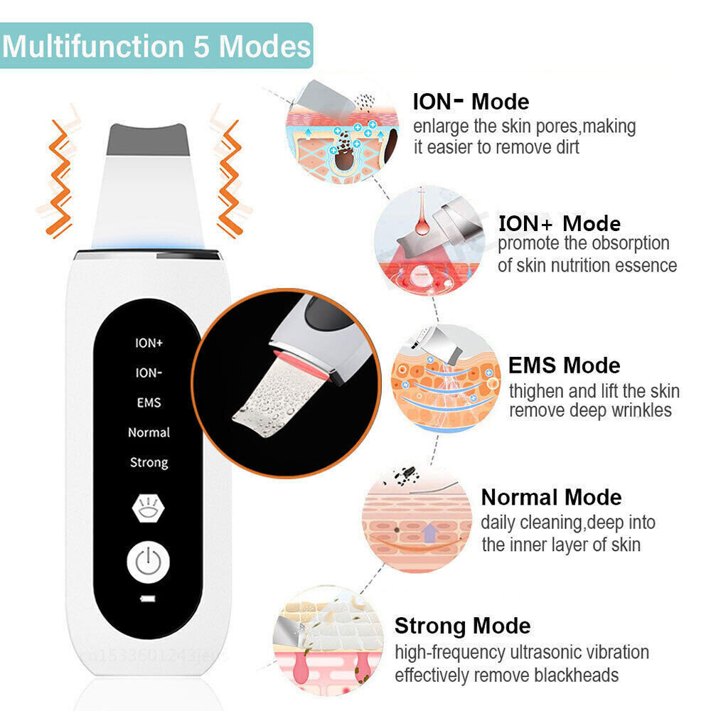 Ultrasonic Skin Scrubber Deep Face Cleaning Machine Peeling Shovel ...