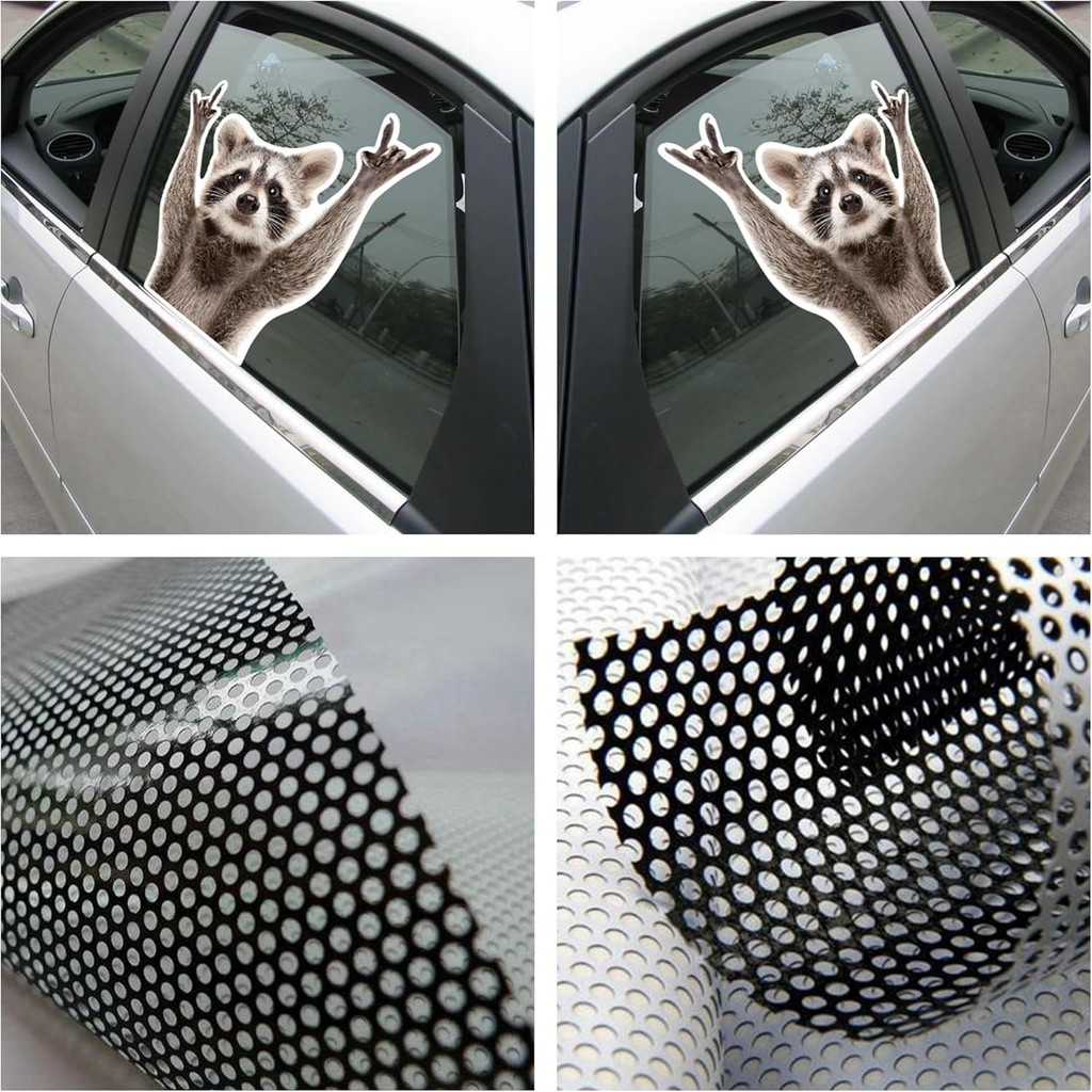 Raccoon Pattern Car Side Window Decal Vinyl Stickers Perforated Funny ...