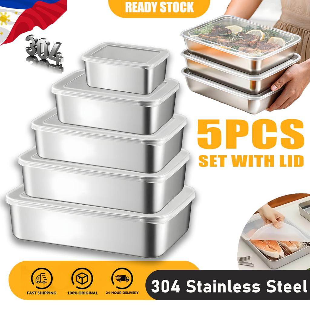 【Large Size Set】304 Stainless Steel Box Kitchen Storage Box Fresh ...