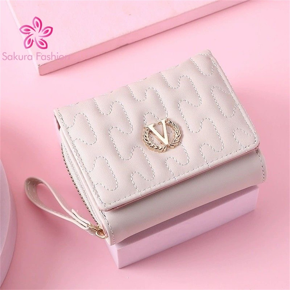 Sakurafashion Mini Wallets For Women Leather Plain Card Holder Large ...