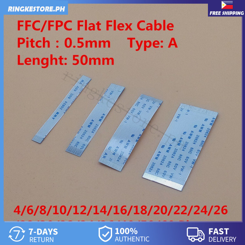 A type Same Side 0.5mm Pitch FFC/FPC Flat Flex Cable 5cm 4/6/8/10/12/14/16/18/20/22/24/26/28 ...