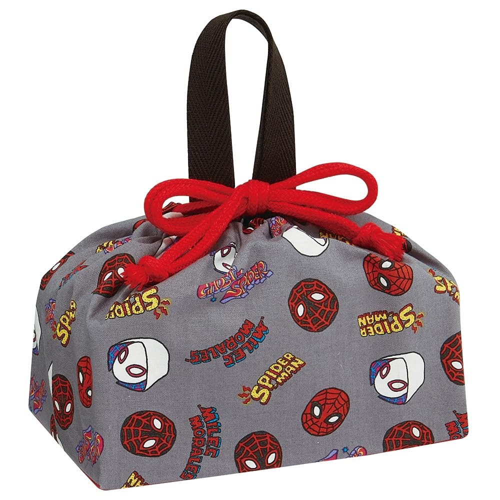 Skater Childrens Lunch Box Drawstring Bag with Gusset for Kids Made in Japan Spider-Man Pop ...