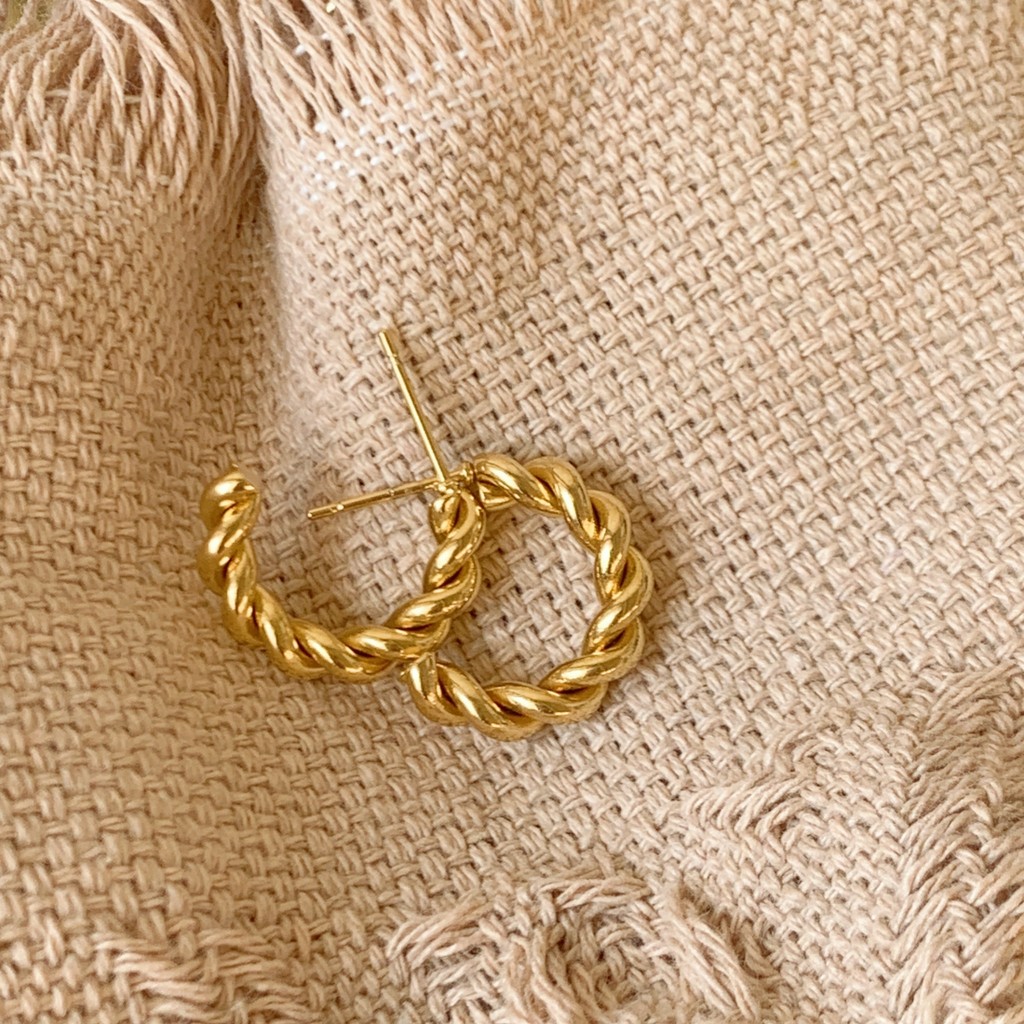 【Miss Can't Miss】E081 Non Tarnished Stainless Steel Gold Braided Twist ...