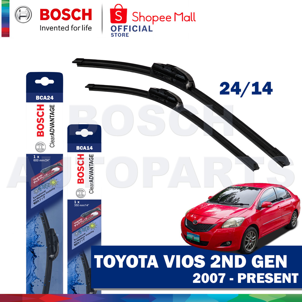 Bosch Clear Advantage Wiper Blade Set for Toyota Vios 2nd Gen 2007-2013 (24"/14") | Shopee ...