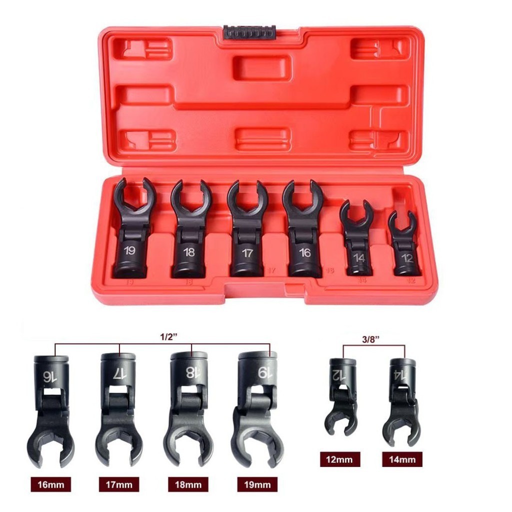 【DOLL Ready】Short Flex Head Crows Foot Line Wrench Set Flex Flare Nut ...