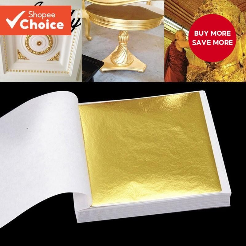 100pcs/Set 9x9cm Practical K Pure Shiny Gold Leaf for Gilding Funiture ...