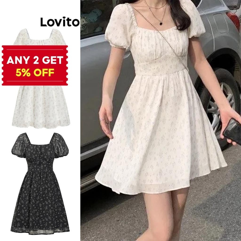 Lovito Casual Dress Ditsy Floral basic Summer/Spring Dress for Women ...