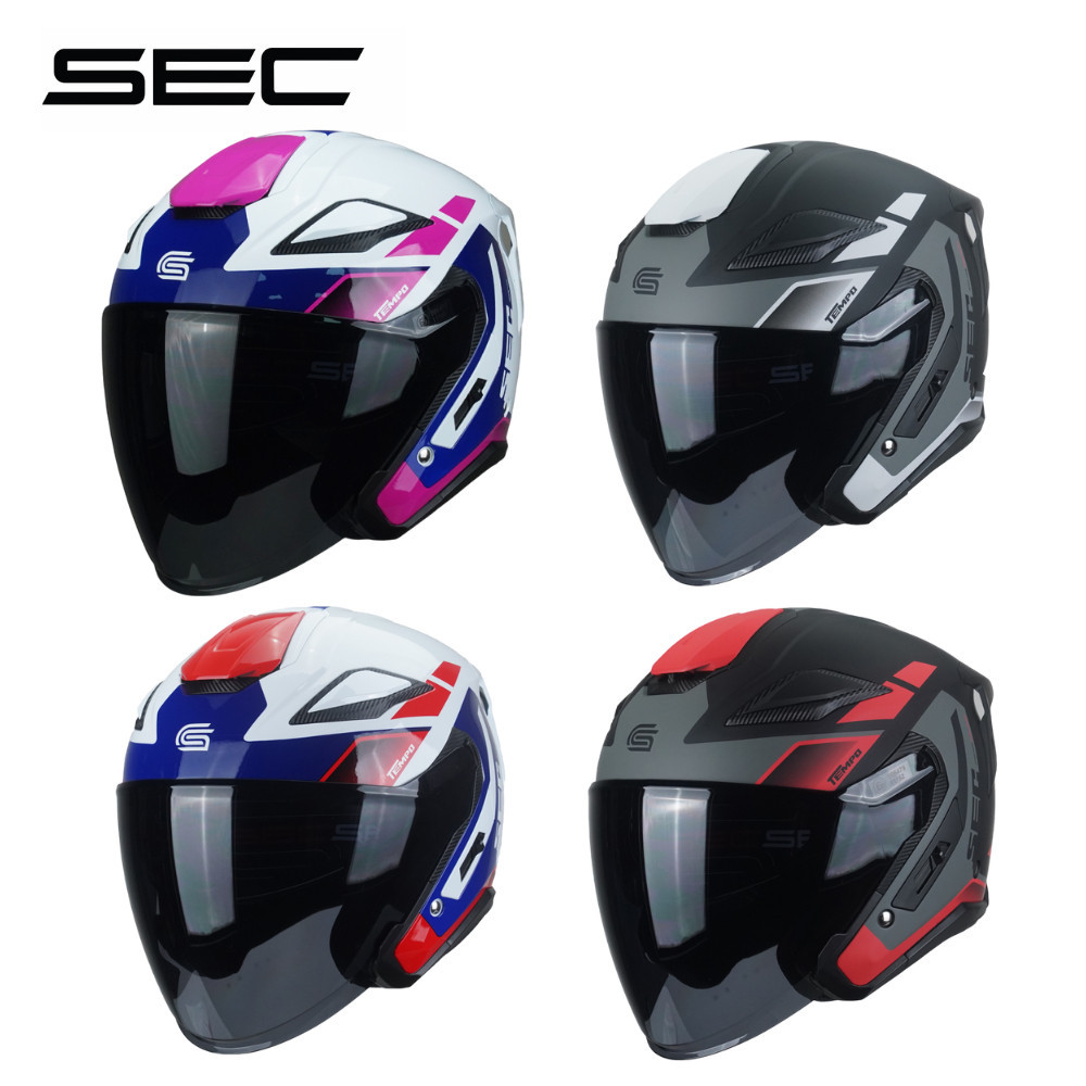 SEC Tempo - Alpha Half Face Helmet For Motorcycle (Gloss/Matte) (M-XL ...