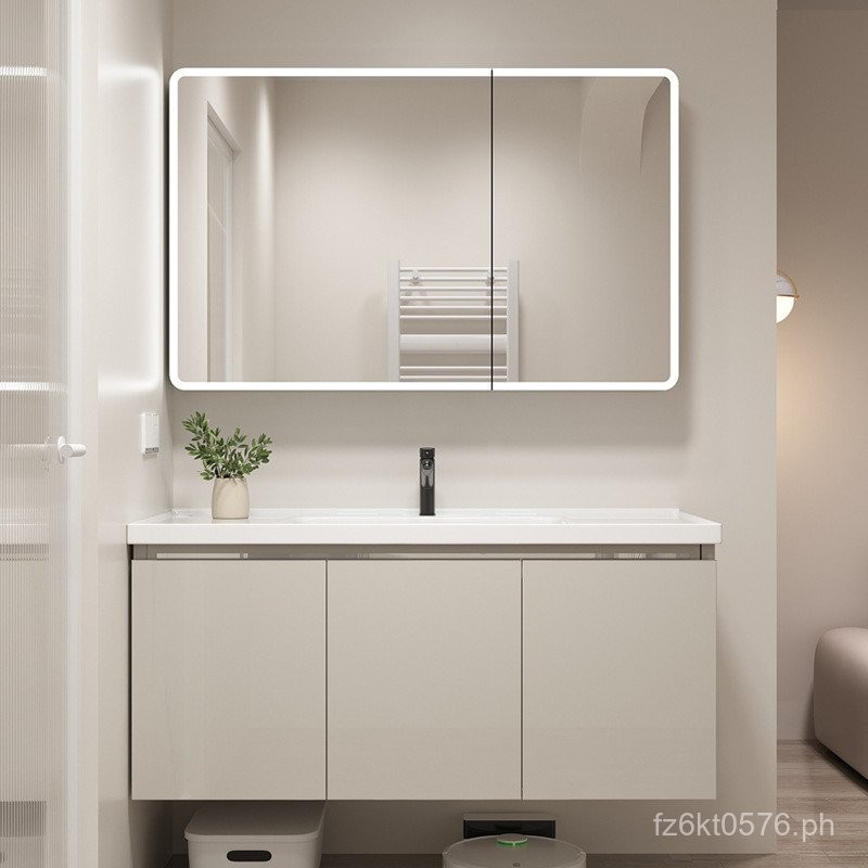 Wash Basin Hidden Bathroom Cabinet Combination Wash Basin Ceramic Push ...