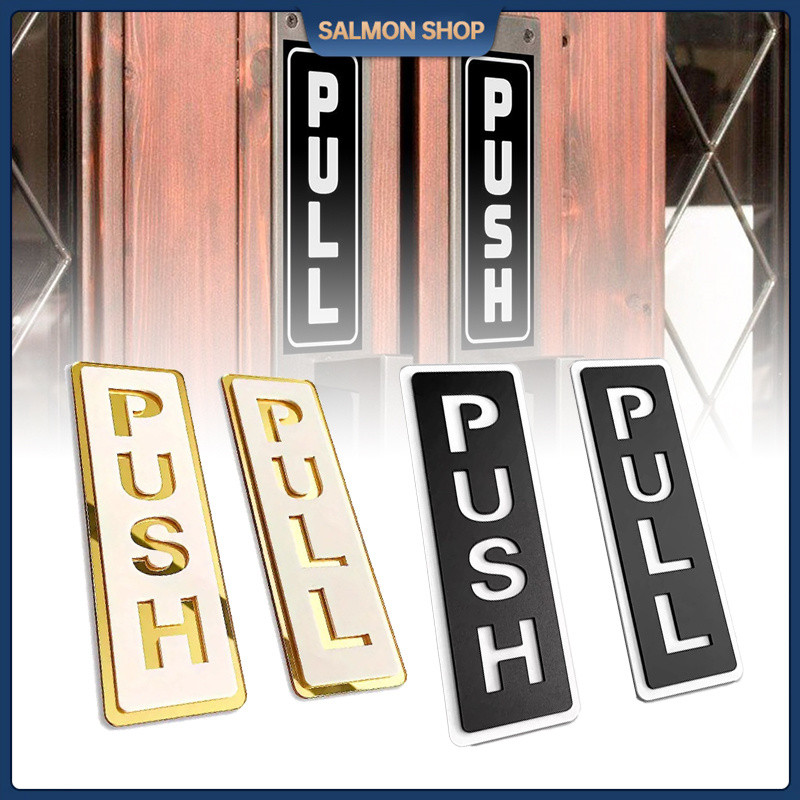 Push Pull Door Sign Sticker 3D Mirror Letters Self Adhesive for Mall ...