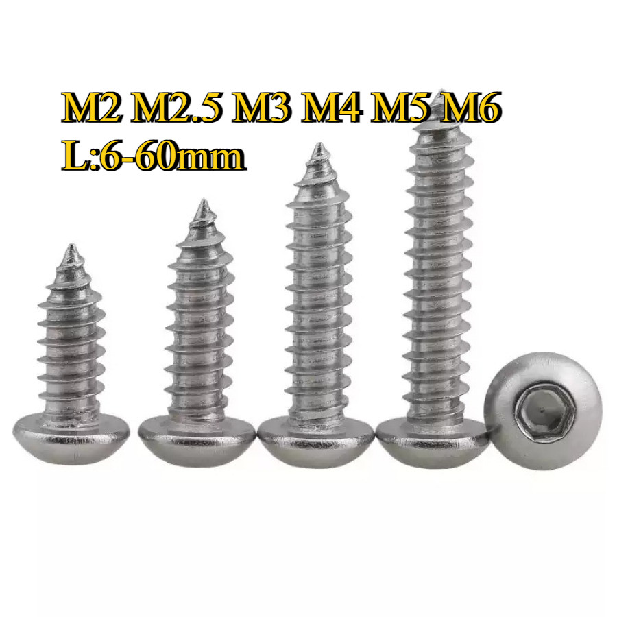 SS304 Hex socket pan head self-tapping screw， Allen head round top self ...