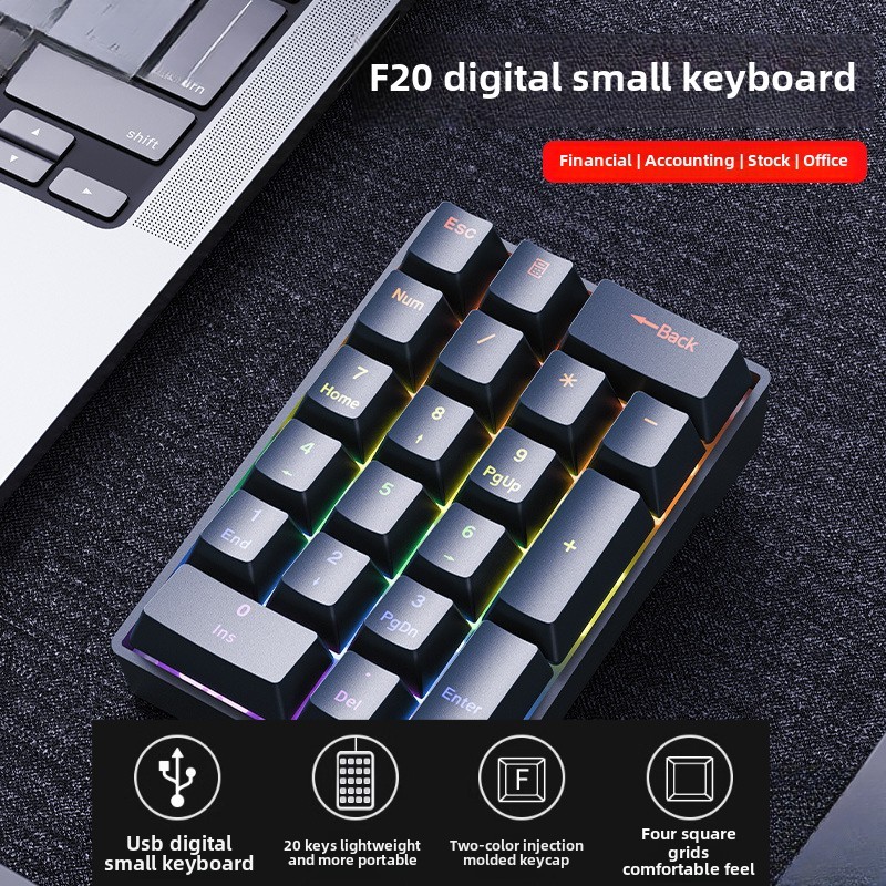 2025New F20Digital Mechanical Keyboard Wired Laptop Computer External ...