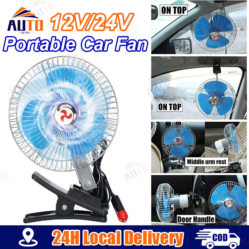 6-10inch Premium Portable Car Fan 12V/24V Clip-On Cooling Car Fan Mini ...