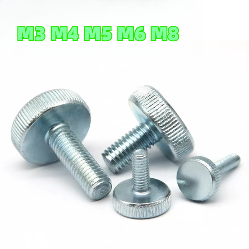 [HKH] M3 M4 M5 M6 M8 GB835 Carbon Steel Knurl Flat Head Hand Tighten Thumb Screw Bolt Adjust ...