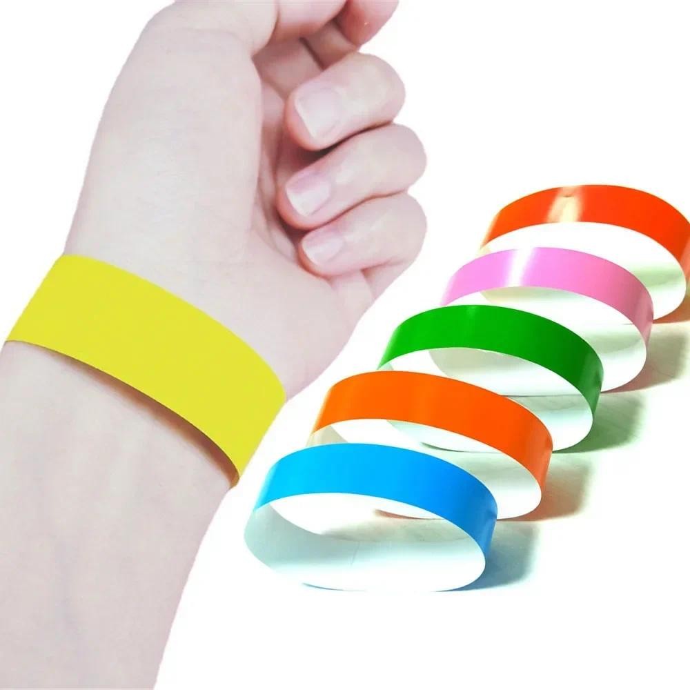 100Pcs Disposable Paper Wristbands Events Neon Party Wristbands Colored ...