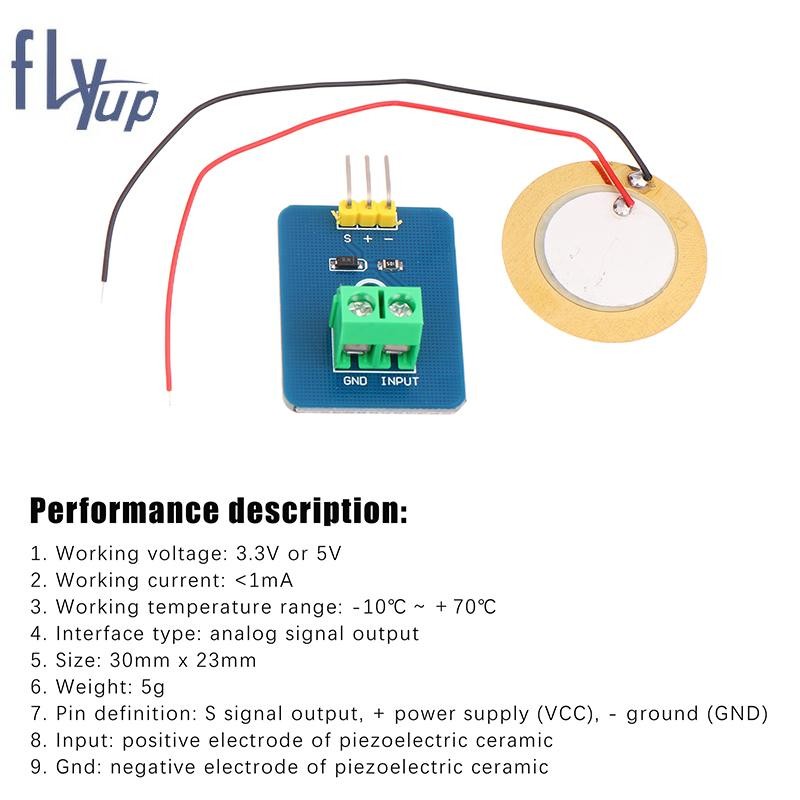 flyup 1Set DIY KIT 3.3V/5V Ceramic Piezo Sensor Module Analog ...
