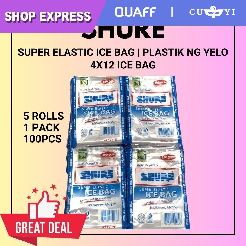 Shure Ice Bag 4x12 Plastic Super Elastic Ice Bag Plastik ng Yelo (100 ...