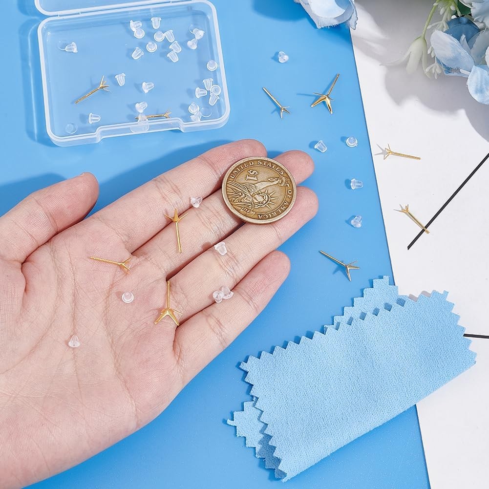 UNICRAFTALE 10Pcs 925 Sterling Silver Prong Earring Settings 5 Sizes ...
