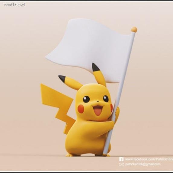 3D printed STL resin white mold hand-made model Pokemon-Cute flag ...