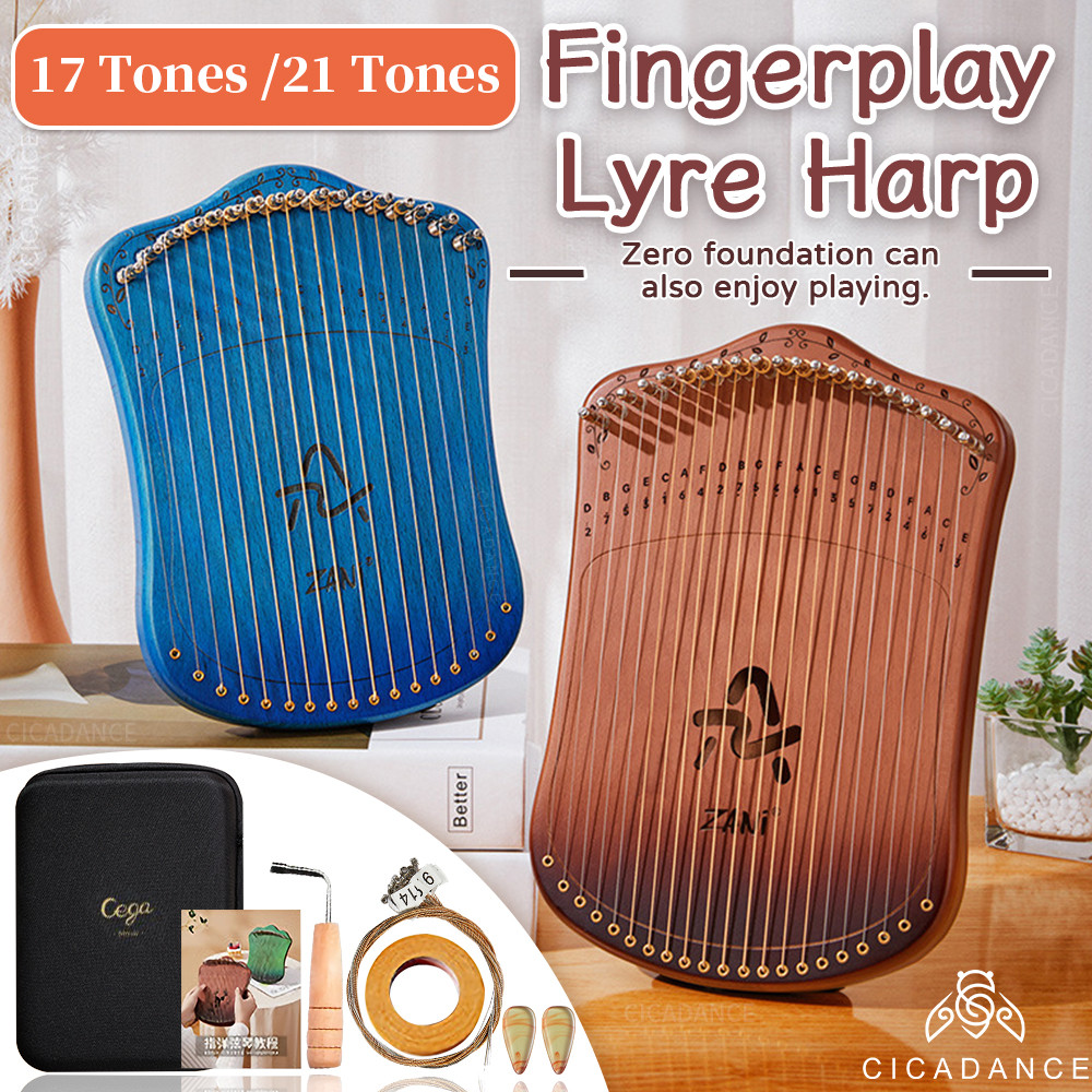 Lyre Harp 17 strings / 21 strings Harpika Lyre Harp Easy to learn Musical Instrument Full ...