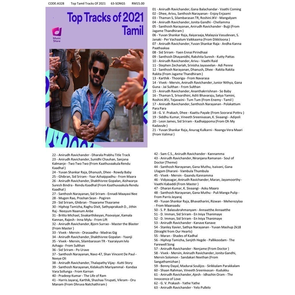 Pendrive Usb Mp3 Song Lagu Top Tracks Of 2021 Tamil a328 D2 | Shopee ...