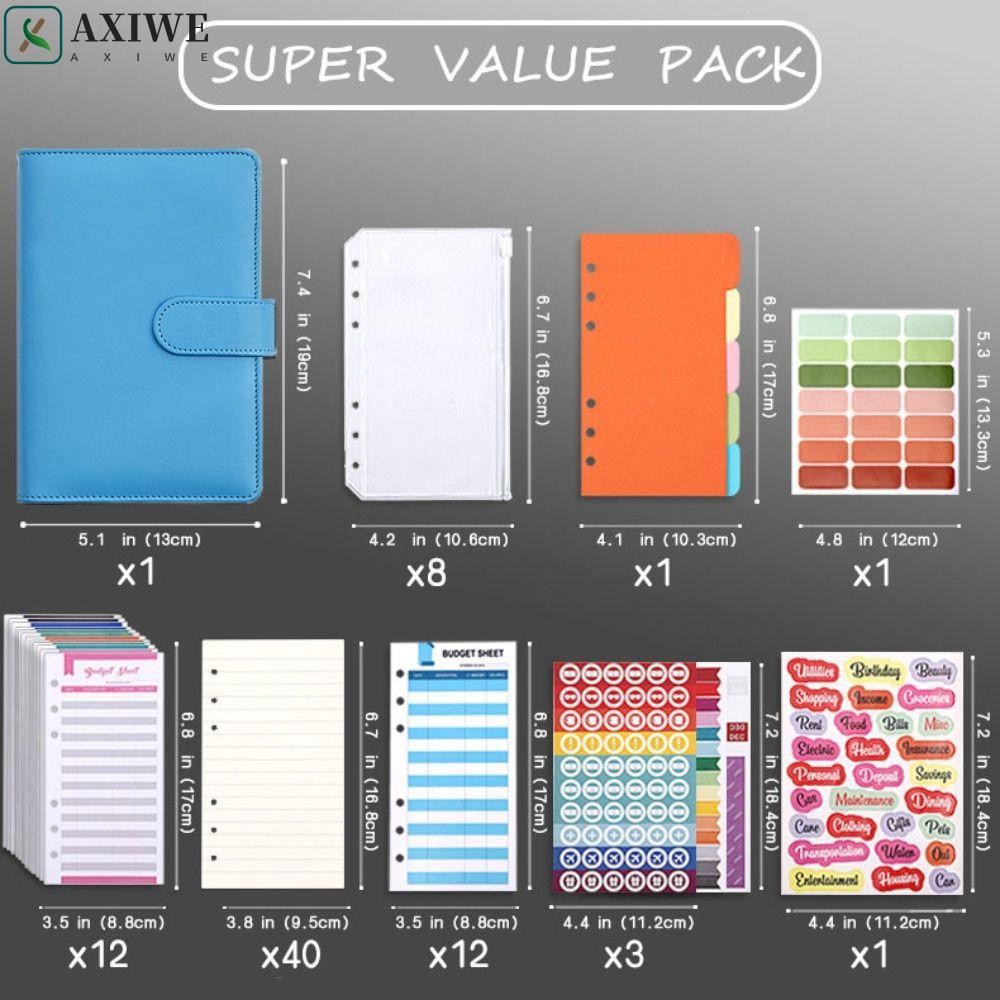 AXIWE Binder Ledger, A6 PU Leather Budget Binder Notebook, Make a Diary ...