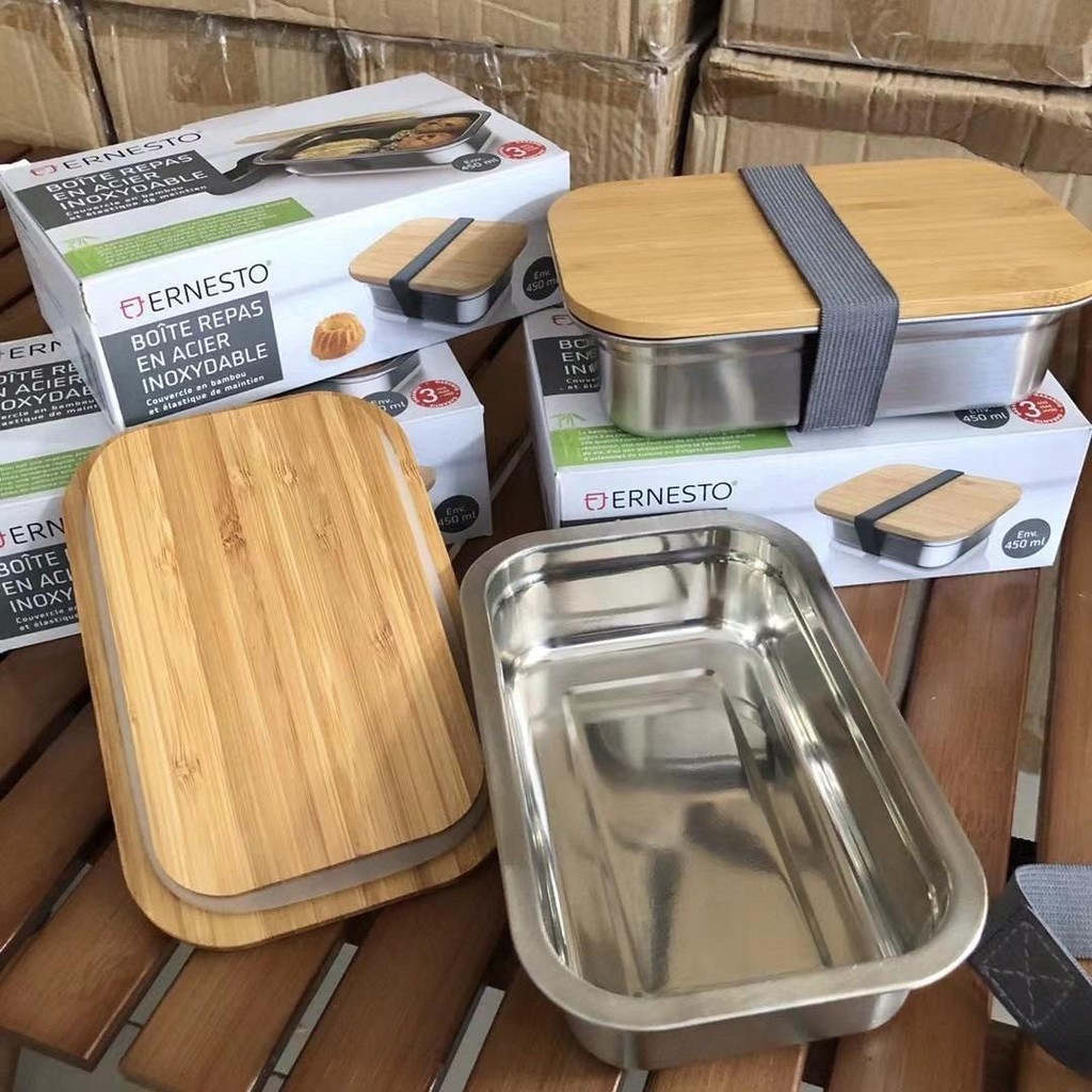 German High-value Bamboo Lid Stainless Steel Outdoor Fresh-keeping ...