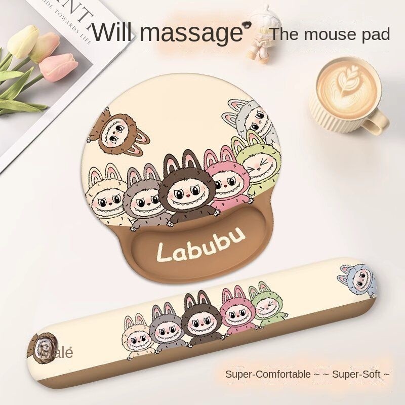 Labubu Wrist Mouse Pad Girls Desk Pad Labubu Cartoon Rubber Hand Pad ...