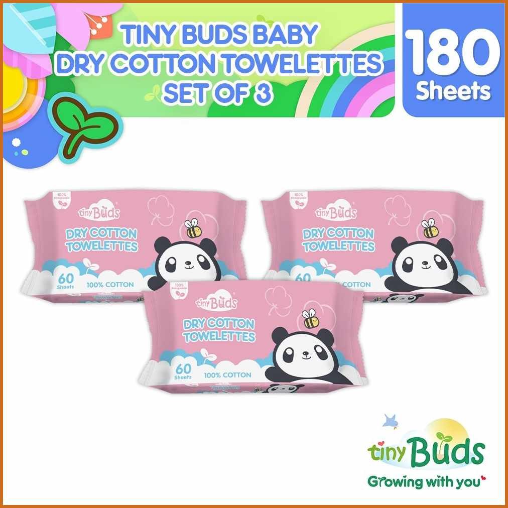Tiny&n&Buds#a,Baby`y;Dry&Cotton&Towelettes&60&Pulls&C