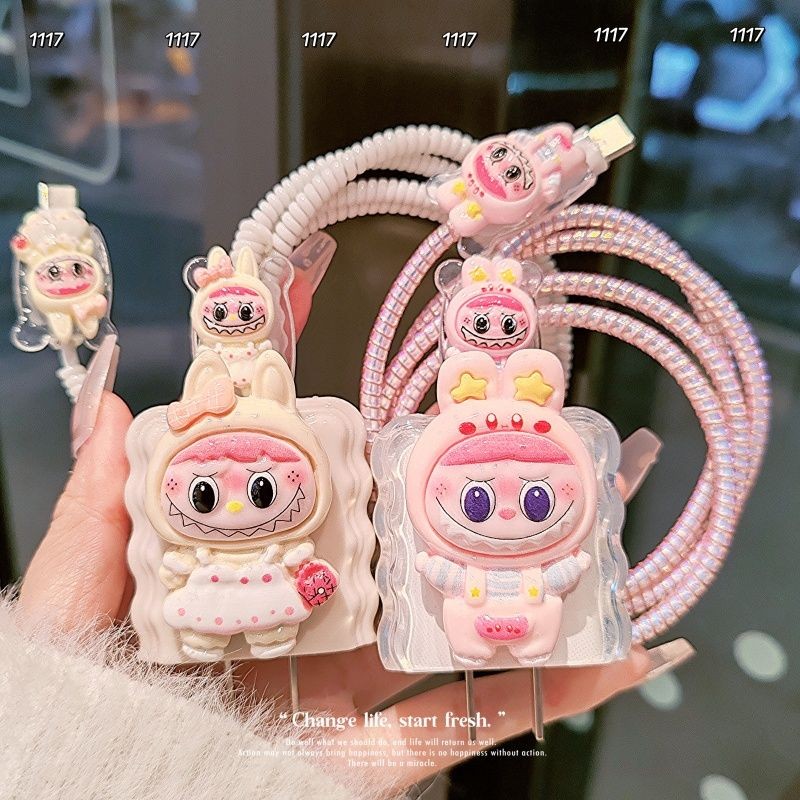 Cute Labubu Charger Data Cable Case Protector and Winding Kit for ...