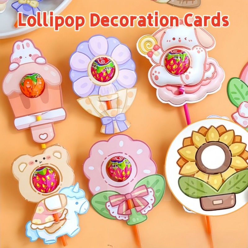 DIY Kids Candy Decoration Creative Candy Lollipop Cards Kids Cartoon ...