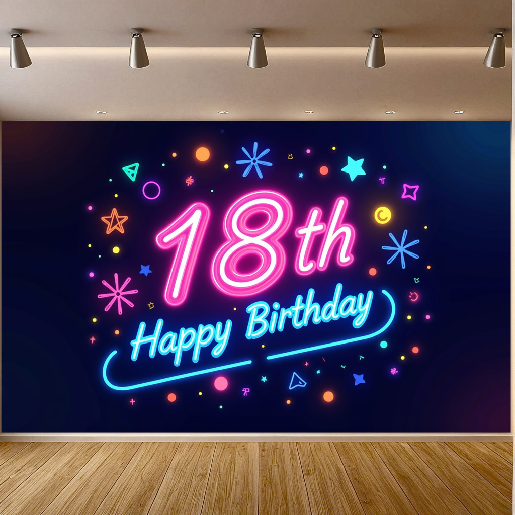 18th Birthday Neon Sign Banner Party Decoration Light Up Signage ...