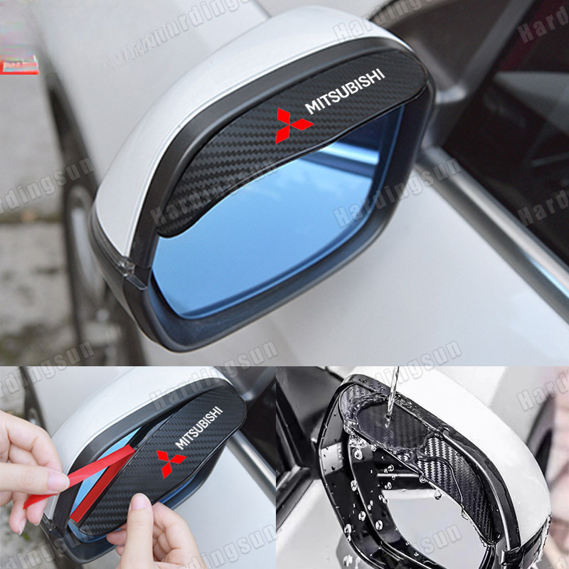 Mitsubishi 2Pcs/Set Car Carbon Fiber Side Rear View Mirror Rain Eyebrow ...