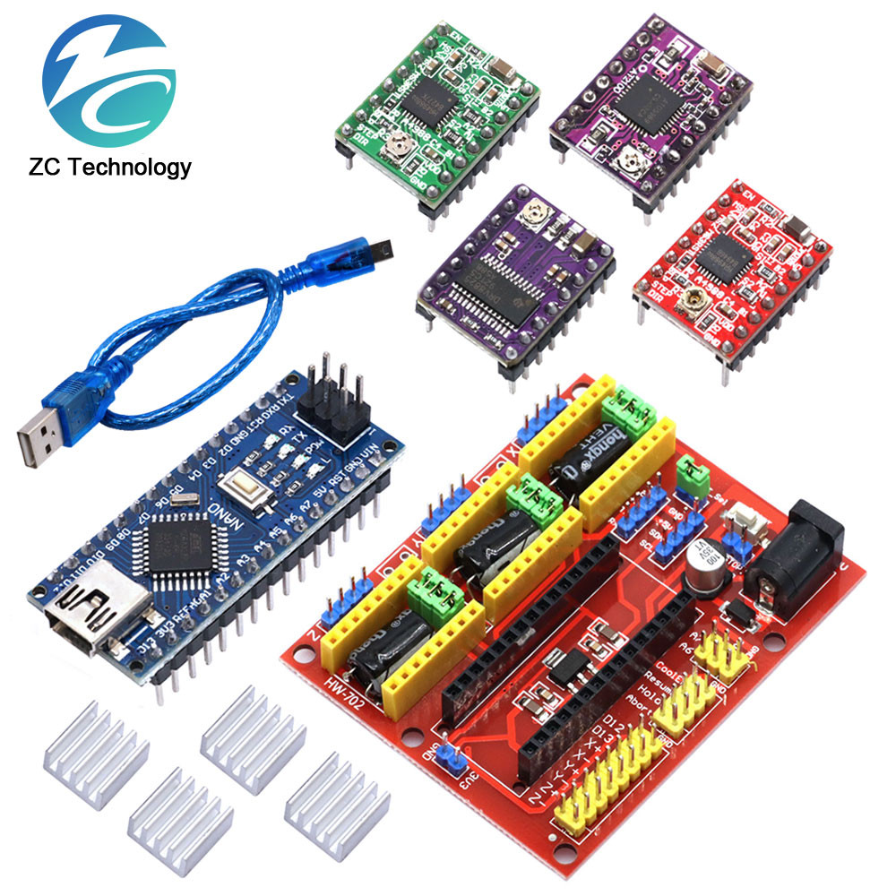 CNC Shield V4 Engraving Machine 3D Printer+ A4988 DRV8825 AT2100 Driver ...