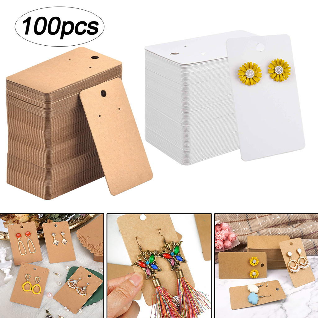 100 PCS Earrings Display Card Paper Tags for DIY Ear Studs Necklace ...