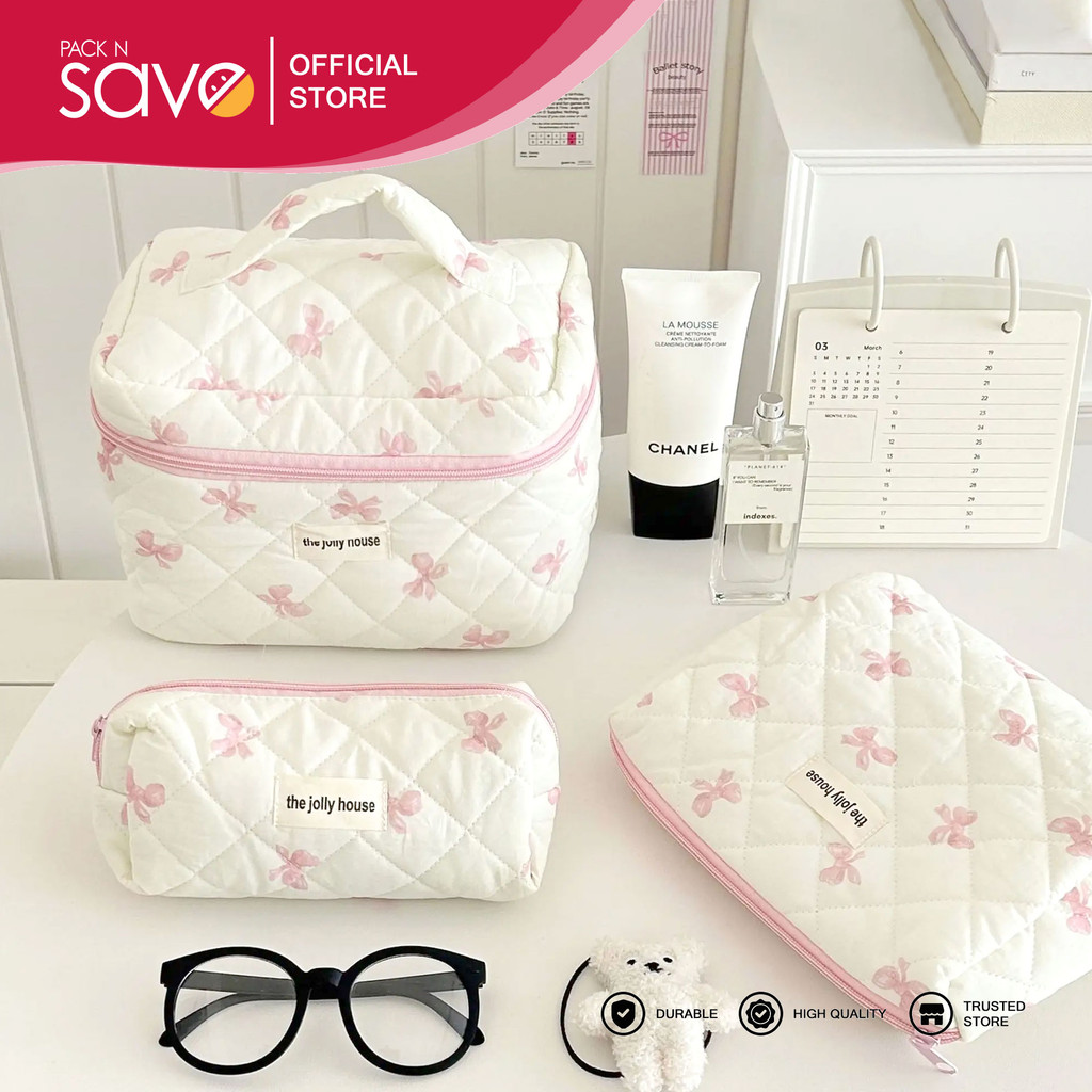 PNS Makeup Bag Korean Style Simple Bow Large Capacity Portable travel ...