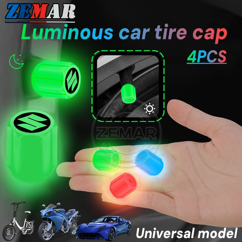 4Pcs Suzuki Luminous Car Tire Valve Caps Automotive Motorcycle Bicycle ...
